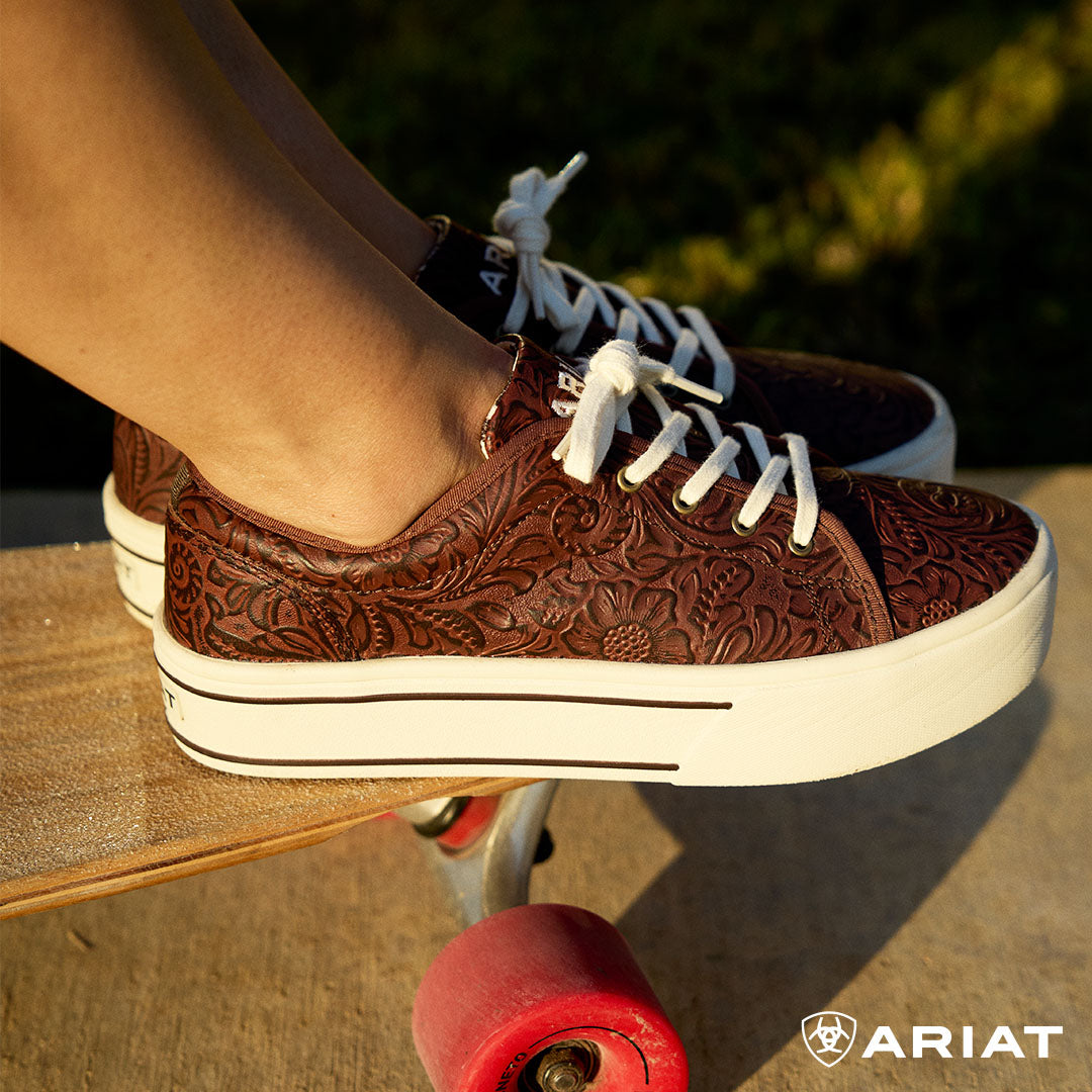 Ladies Ariat Brown Floral Emboss Skylar Shoe - 10061258 – Nigro's ...