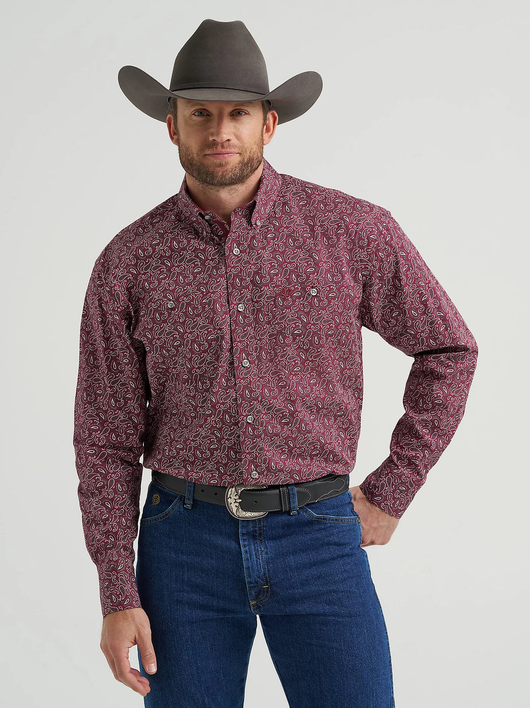Men's Wrangler® George Strait™ Long Sleeve Button Down Two Pocket Shir ...