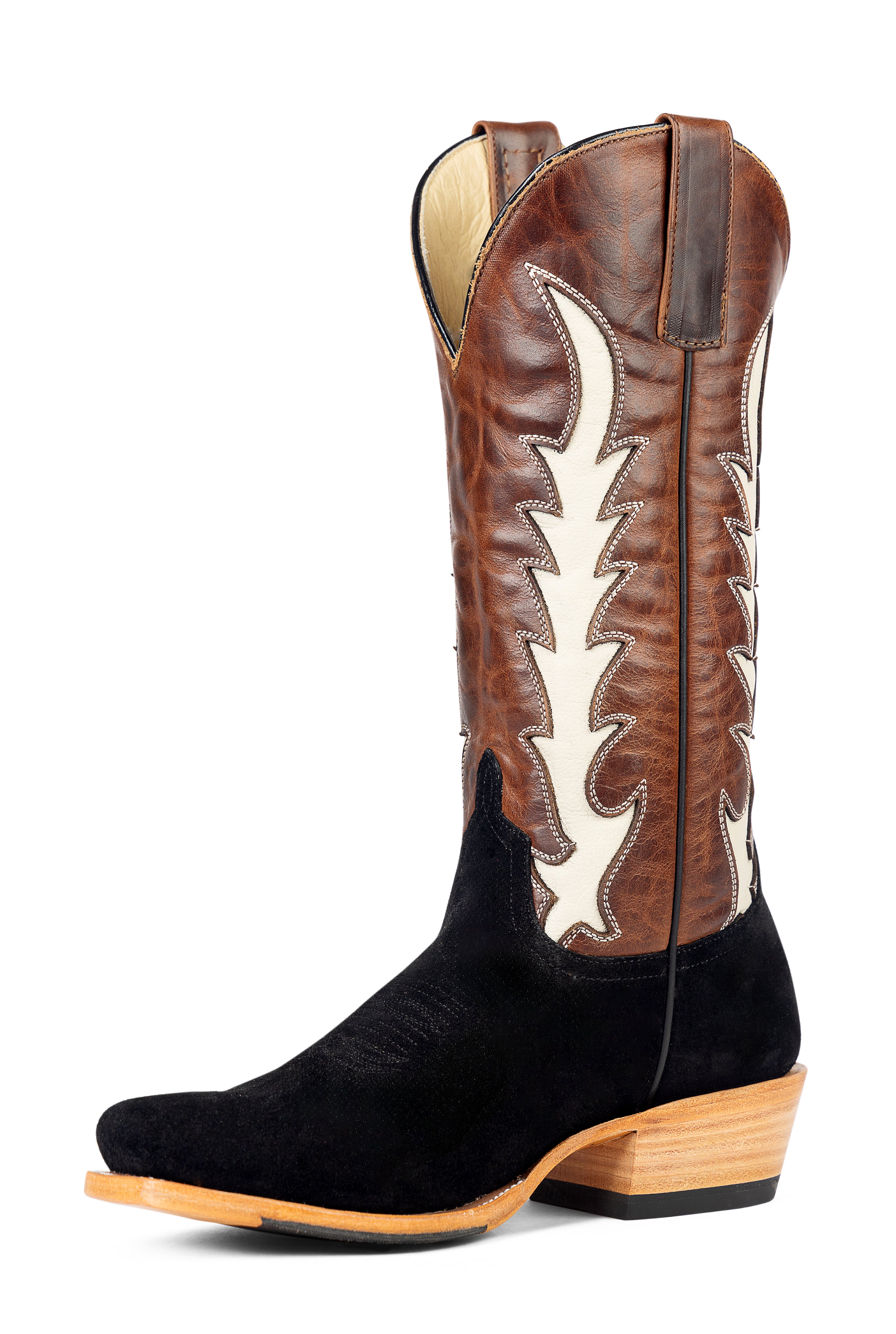 Women's Macie Bean Black Suede with 13" Whiskey White Inlay Tops - M95 ...