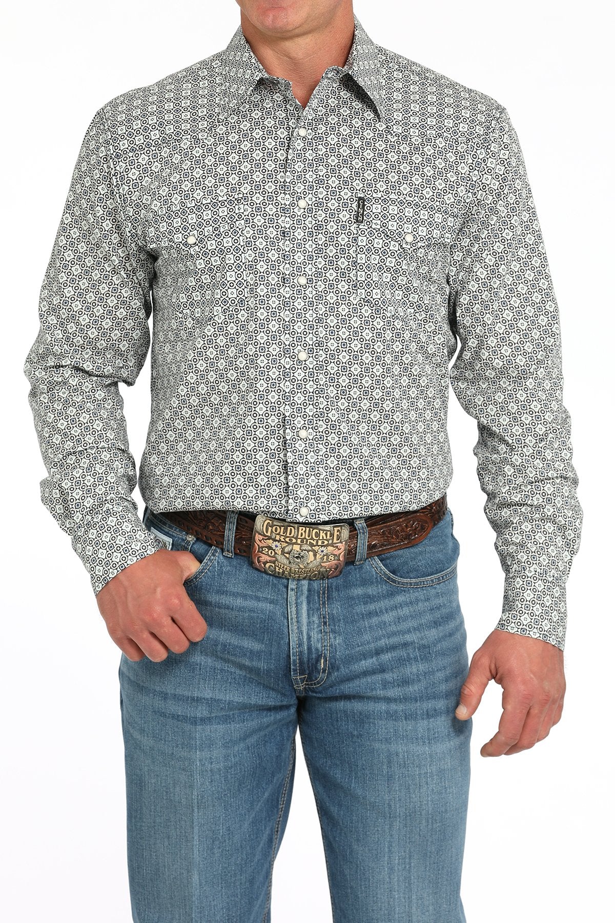 Men's Cinch Modern Fit Geometric Print Snap Front Western Shirt - MTW1 ...